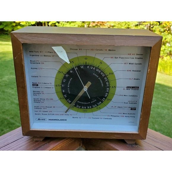 Accents | Allied Hamclock Ham Radio Made In Japan World Clock Wood Case ...